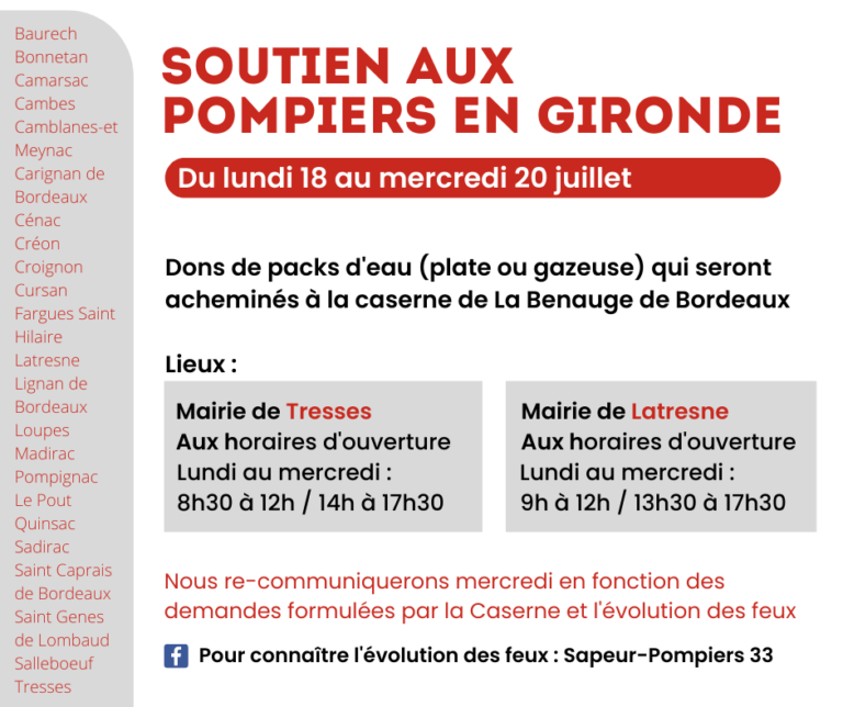 Don d’eau pour les pompiers